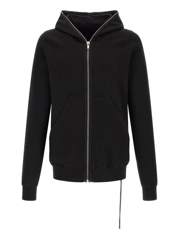 Rick Owens Full Zip Gimp Hoodie With Ribbon Detail - Black