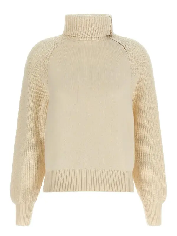 Agnona High Neck Zip Cropped Sweater - White