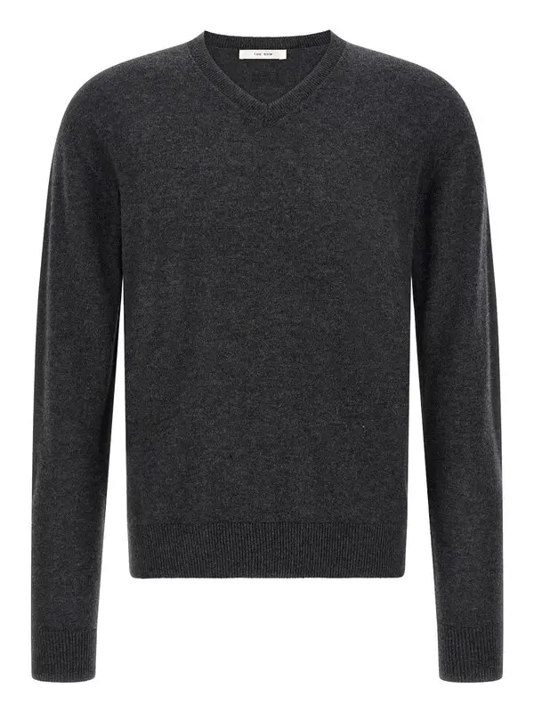 THE ROW Thamm V-neck Goat Cashmere Sweater - Gray