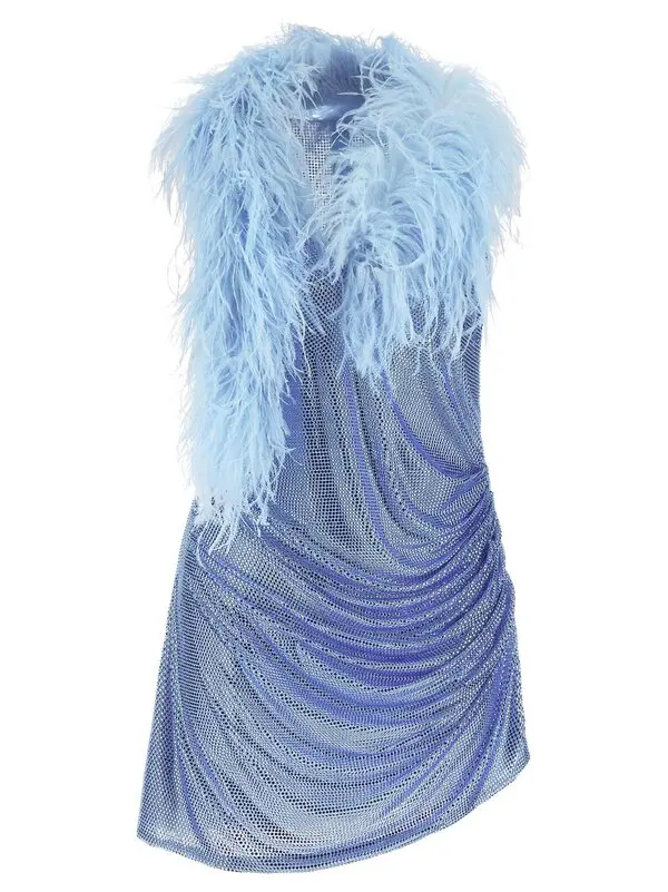 Giuseppe Di Morabito Embellished Feather Detail Mini Dress - Light Blue