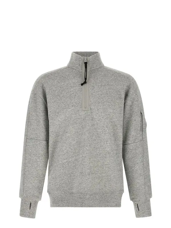 C.P. COMPANY Diagonal Raised Fleece Half-zip Sweatshirt With Lens Detail - Gray