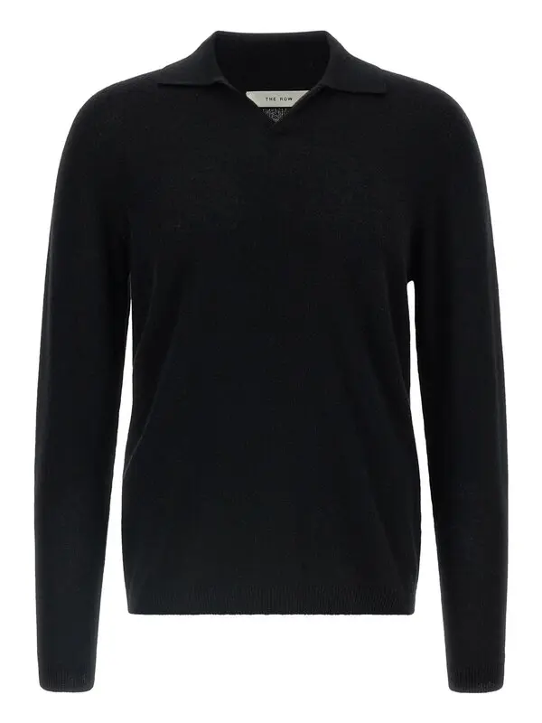 THE ROW Ripley Cashmere Polo Sweater - Black