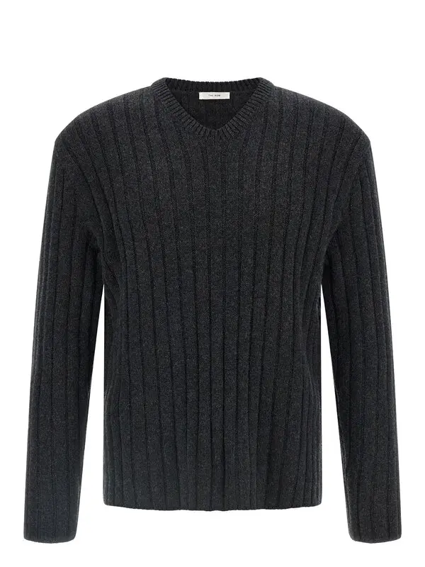 THE ROW Ettore V-neck Cashmere Sweater - Gray