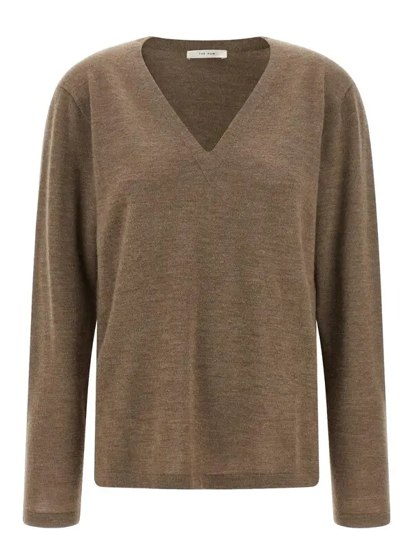 THE ROW Poesis Cashmere V-neck Sweater - Beige