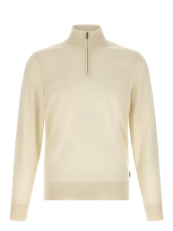 Hugo Boss H-ebenji Mock Neck Quarter Zip Sweater - Beige