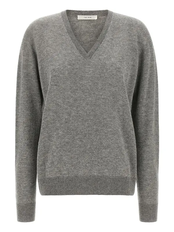 THE ROW Phora Cashmere V-neck Sweater - Gray