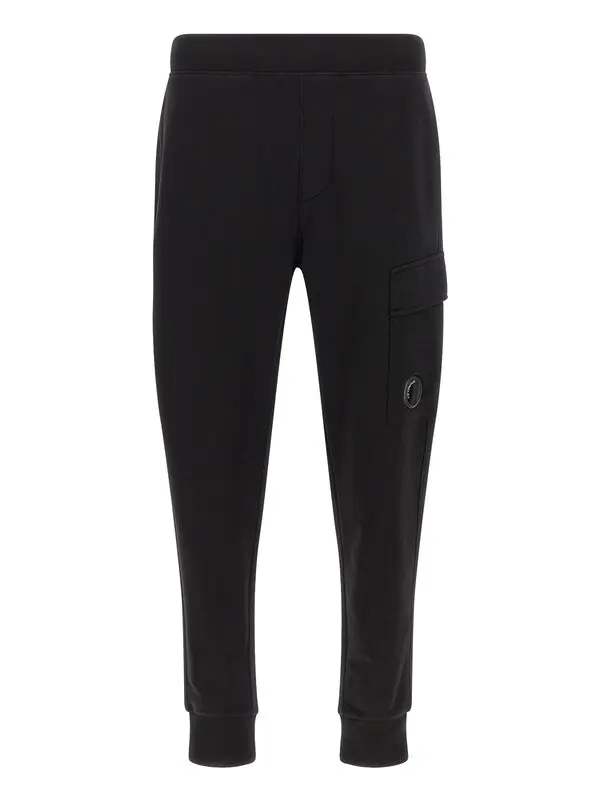 C.P. COMPANY C. P. Company 'diagonal Raised Fleece' Pants With Lens Detail - Black