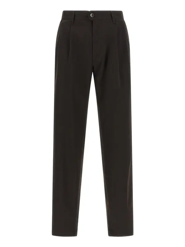 Incotex Pleated Wool Blend Trousers - Brown