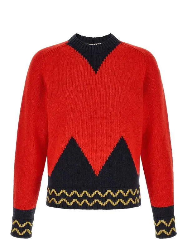 Marni Geometric Intarsia Wool Sweater - Red