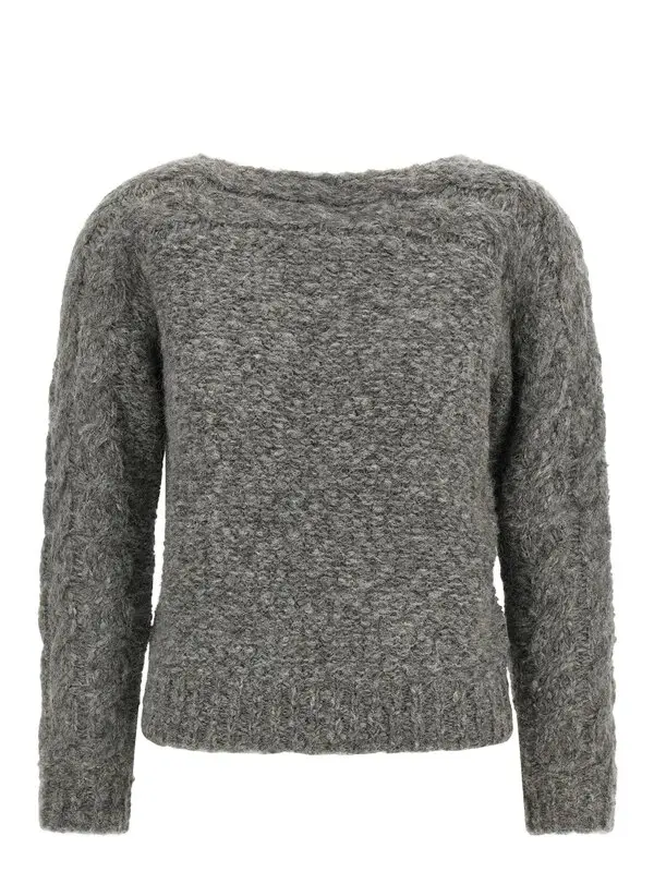 Isabel Marant Étoile Ponara Boat Neck Braided Virgin Wool Blend Sweater - Gray