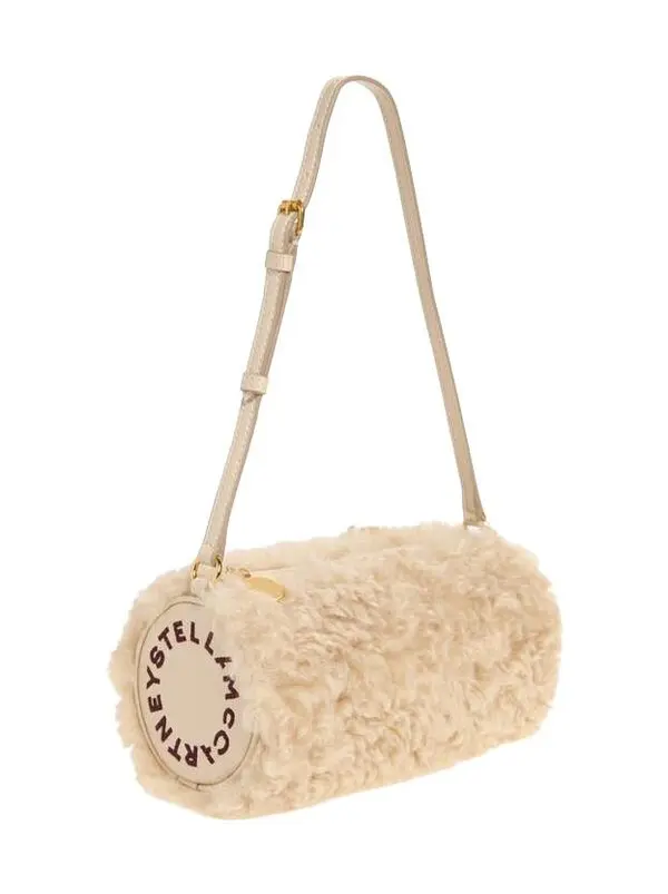 Stella McCartney Logo Faux Fur Bracelet Pouch - Oat