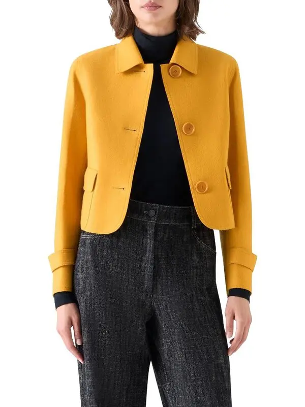 Akris Wool Blend Boxy Jacket With Raw Edges - Saffron