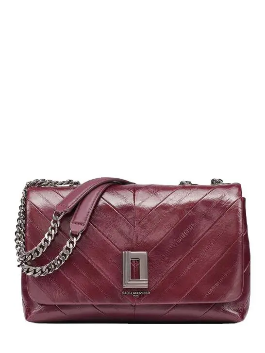 Karl Lagerfeld Paris Lafayette Chevron Shoulder Bag - Cherry Plum