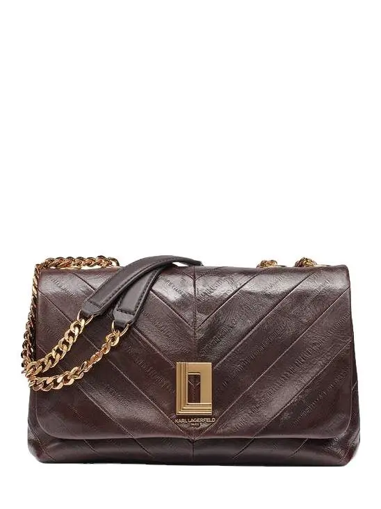 Karl Lagerfeld Paris Lafayette Chevron Shoulder Bag - Fudge