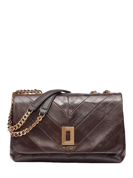 Karl Lagerfeld Paris Lafayette Chevron Shoulder Bag - Fudge