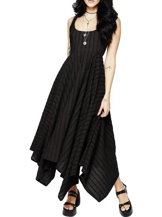 DISTURBIA Blythe Handkerchief Hem Maxi Dress - Black