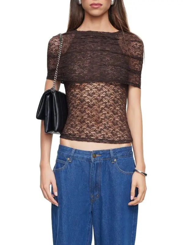 Lioness Bella Vita Lace Layered Top - Chocolate