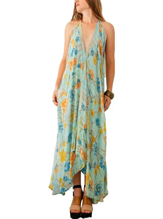SUN CHILD Mabel Halterneck Maxi Dress - Green