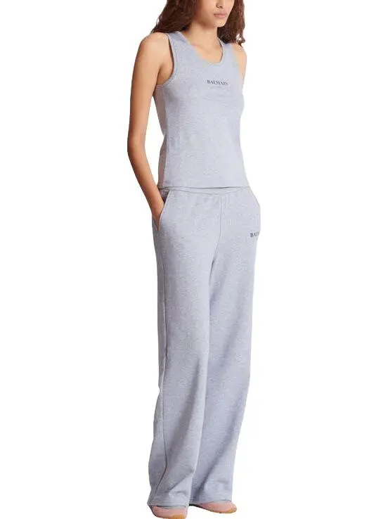 Balmain Cotton Tank Top With Logo Print - Grey