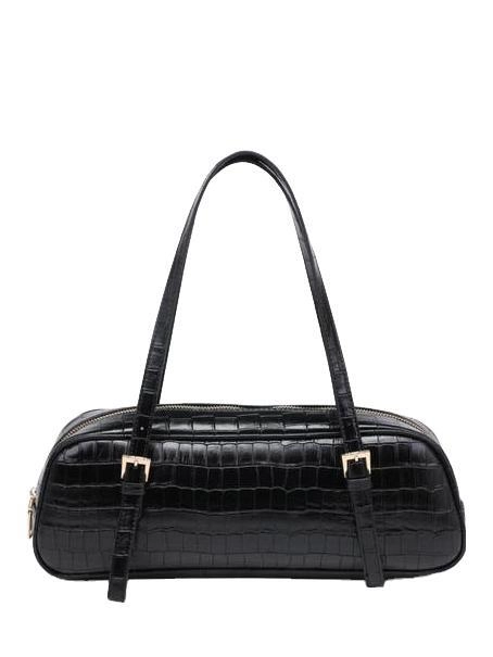 URBAN EXPRESSIONS Athena Croc-embossed Shoulder Bag - Black