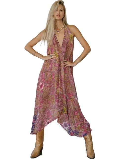 SUN CHILD Classic Silk Dress Tatum - Pink