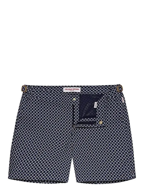 Orlebar Brown Bulldog Jacquard Mid-length Swim Shorts - Night Iris/cloud