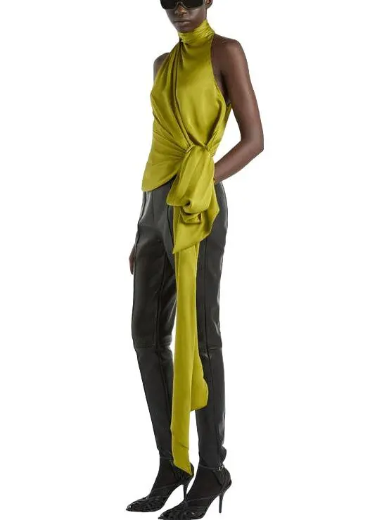 Balmain Draped Silk Charmeuse Blouse - Green
