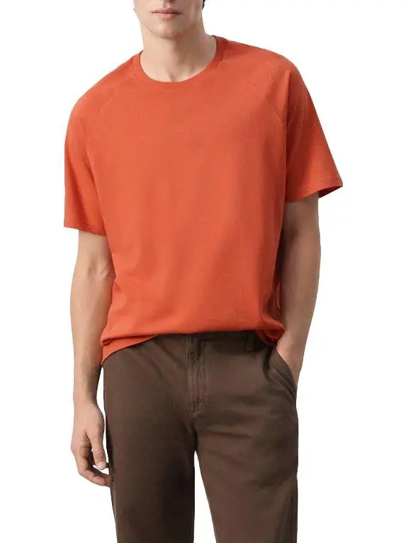 Mango Relaxed Fit Cotton & Linen T-shirt - Medium Pink