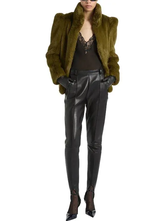 Balmain Lambskin Stirrup Trousers - Black