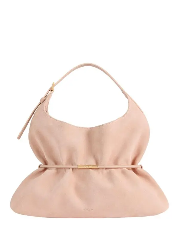 Balmain Sphynx Medium Suede Bag - Pink