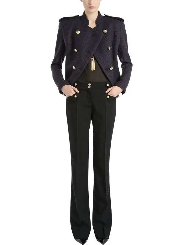 Balmain Bouclette Tweed 6-button Jacket - Blue