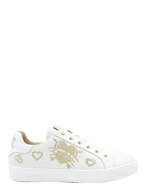 CAVALINHO Golden Love Embroidered Leather Sneakers - White