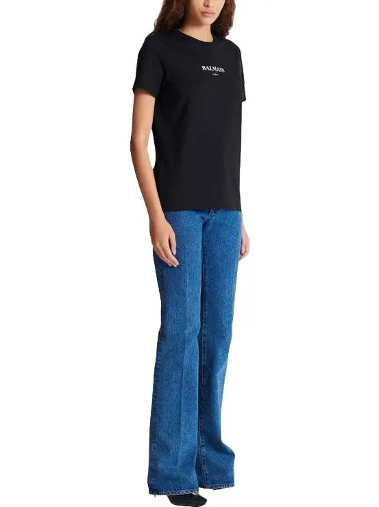 Balmain Printed Cotton T-shirt - Black