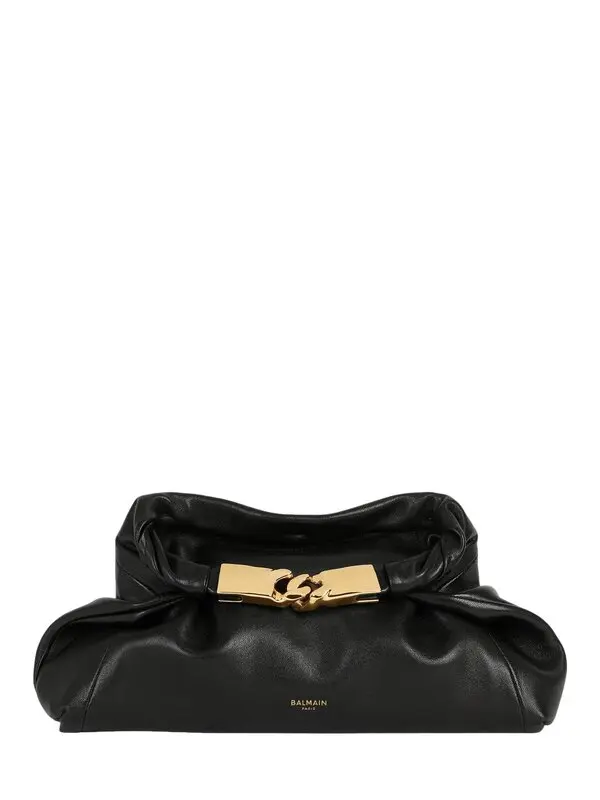 Balmain Dinner At 8" Smooth Lambskin Bag - Black