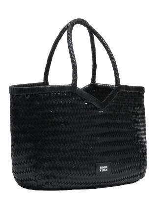 Bimba Y Lola Large Plaited Leather Shopper Bag - Black