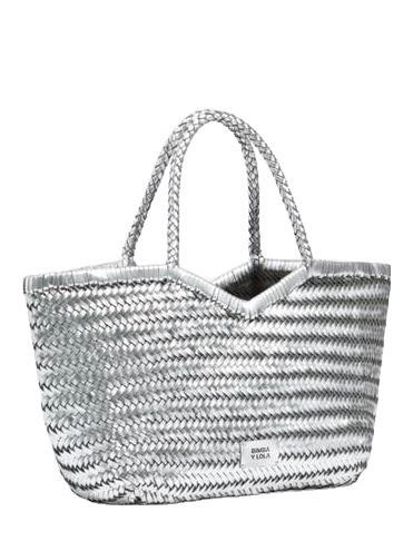 Bimba Y Lola Large Plaited Leather Shopper Bag - Silver