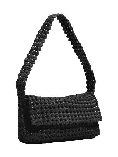 Bimba Y Lola Medium Woven Leather Hobo Bag - Black