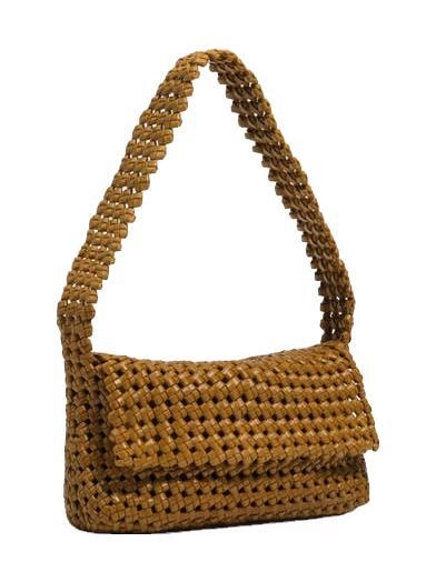 Bimba Y Lola Medium Woven Leather Hobo Bag - Lime