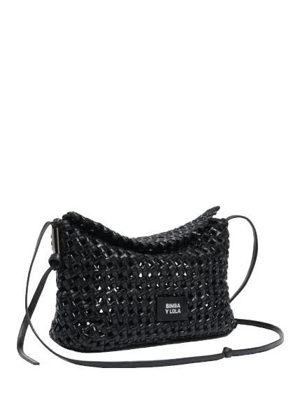 Bimba Y Lola Mini Braided Leather Shoulder Bag - Black