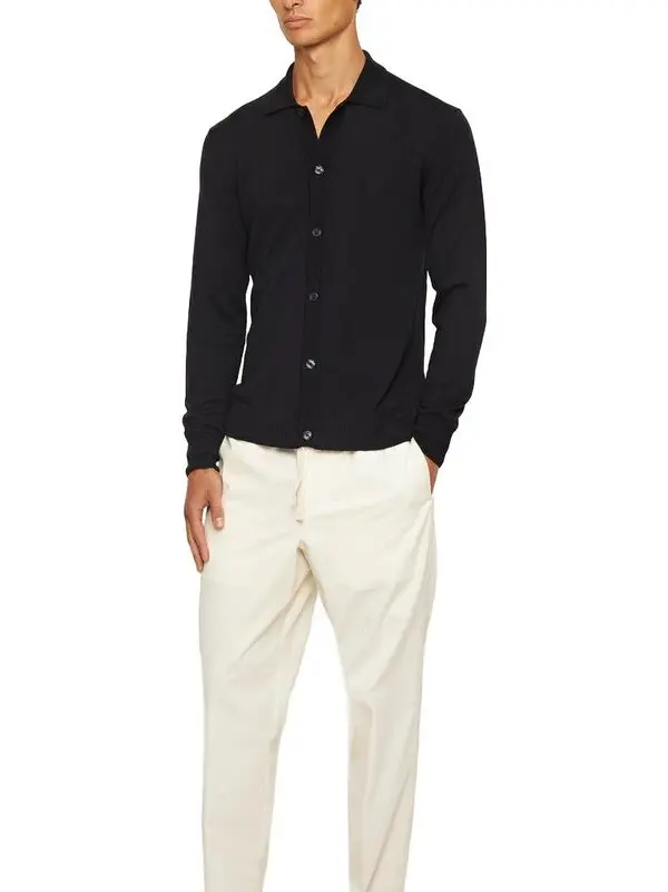 Orlebar Brown Tiernan Merino Classic-fit Knitted Shirt - Night Iris