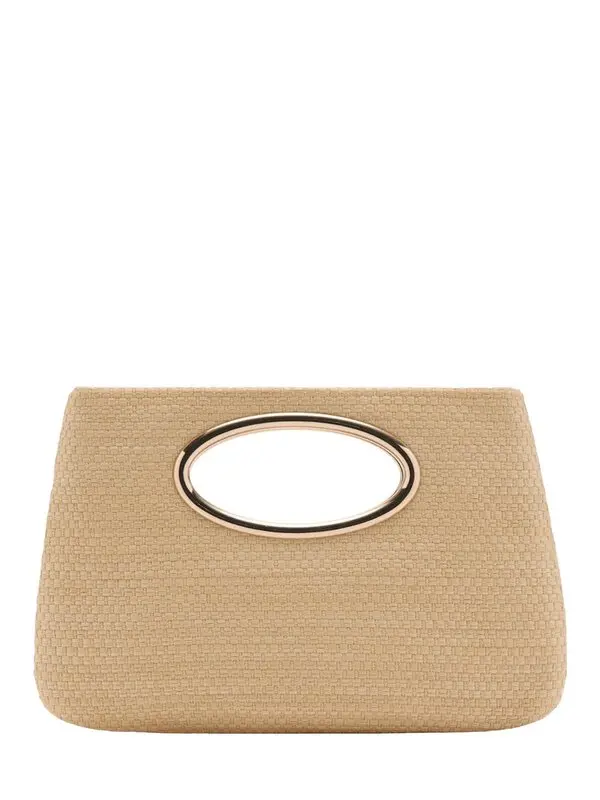 Mango Woven Faux Leather Frame Clutch - Beige