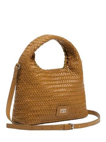 Bimba Y Lola Small Plaited Leather Paper Bag - Lime