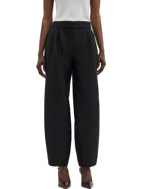 MALINA Smilla Barrel Leg Wool-silk Trousers - Black