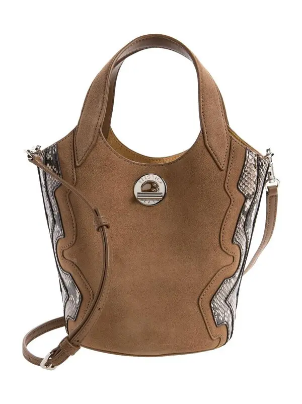 Veronica Beard Mixed Media Bucket Bag - Bark Multi