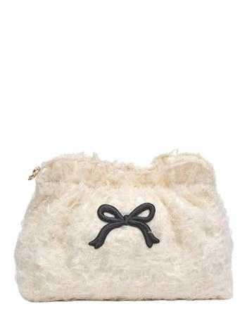 URBAN ESSENTIALS Fluffette Cosmetic & Travel Organizer Pouch - Cream Black