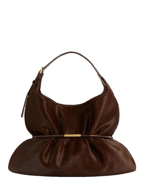Balmain Sphynx Medium Bag In Pony-effect Leather - Dark Brown