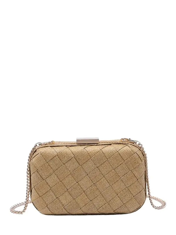 URBAN EXPRESSIONS Addie Clutch With Woven Design And Chain Strap - Natural