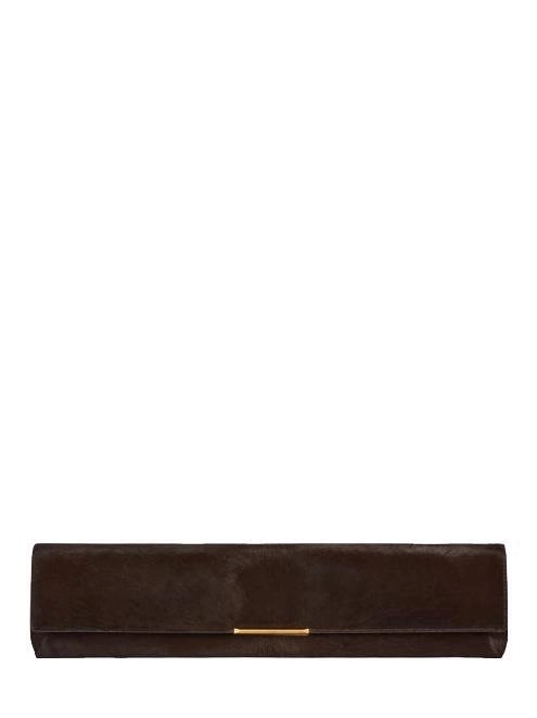 Balmain Pony-effect Leather Long Clutch Bag - Dark Brown