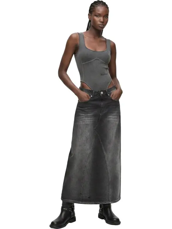 KL JEANS Jeans Denim Maxi Skirt - Visual Washed Black