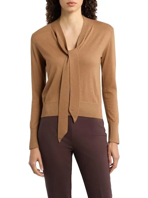 Kobi Halperin Felicity Merino Wool Tie Neck Sweater - Bourbon